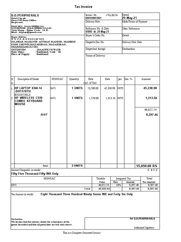 Laptop Bill Document From AMAN Khandelia | PDF | Taxation | Economies