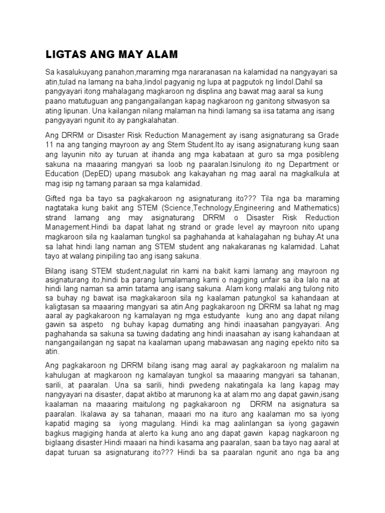 Ligtas Ang May Alam | PDF