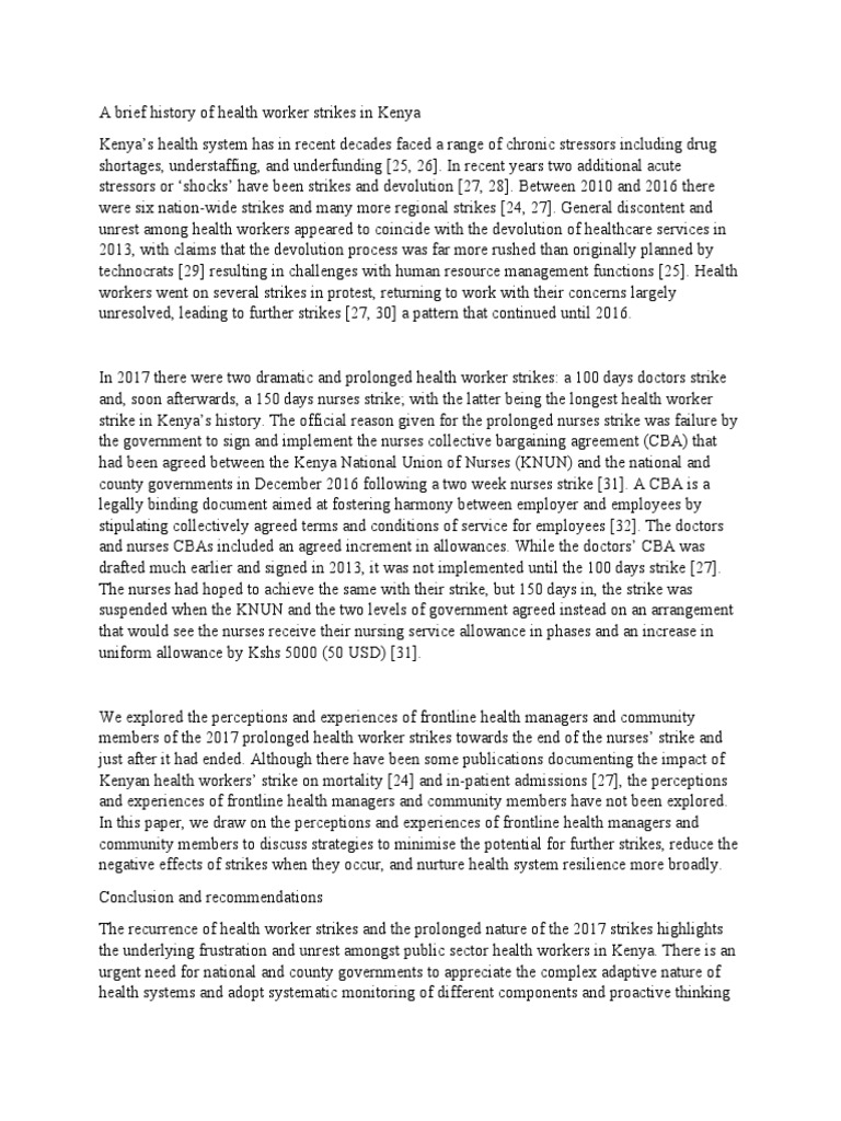 A Brief History of Health Worker Strikes in Kenya | PDF | Strike Action ...