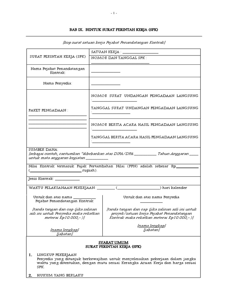 Contoh SPK Pengadaan Jasa Konsultansi Badan Usaha | PDF