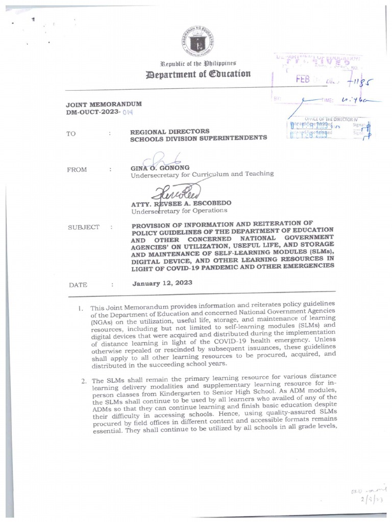 Joint Memo DM OUCT 2023 014 | PDF