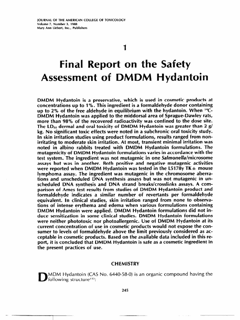 SA DMDM Hydantoin | PDF | Toxicity | Mutagen