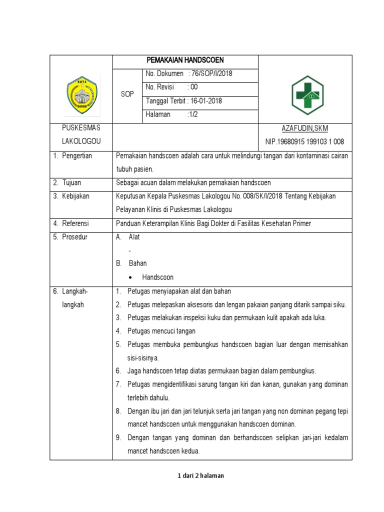 Sop Memakai Handscoon | PDF
