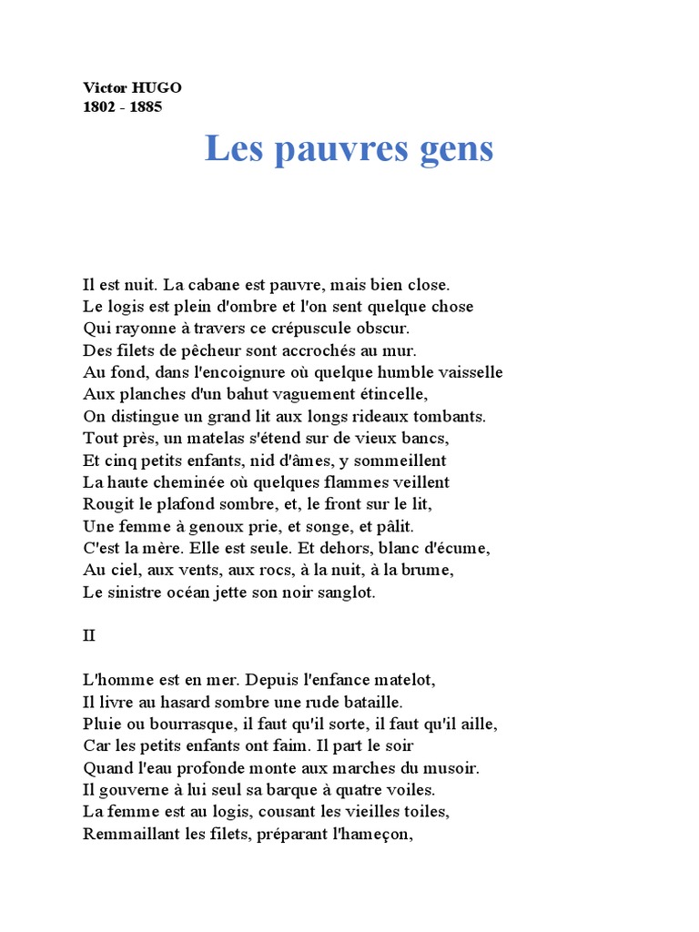 Les Pauvres Gens de Victor Hugo | PDF