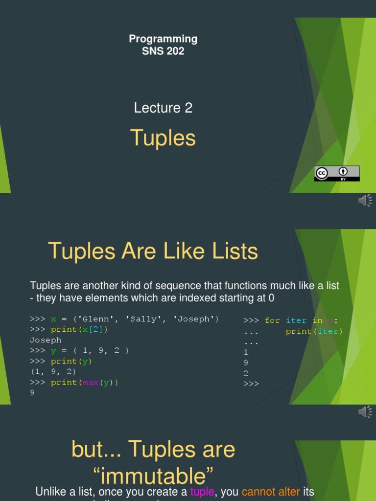 Lecture 2-Tuples | PDF | Computer Engineering | Programming Paradigms Lecture 2-Tuples | PDF | Computer Engineering | Programming Paradigms