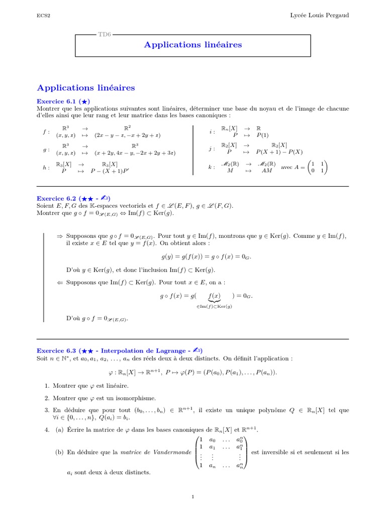 ECS2 TD6 Correction | PDF | Matrice (Mathématiques) | Analyse fonctionnelle
