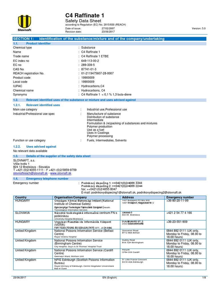 c4 Raffinate 1 Etbe Ver 5 0 en | PDF | Firefighting | Fires