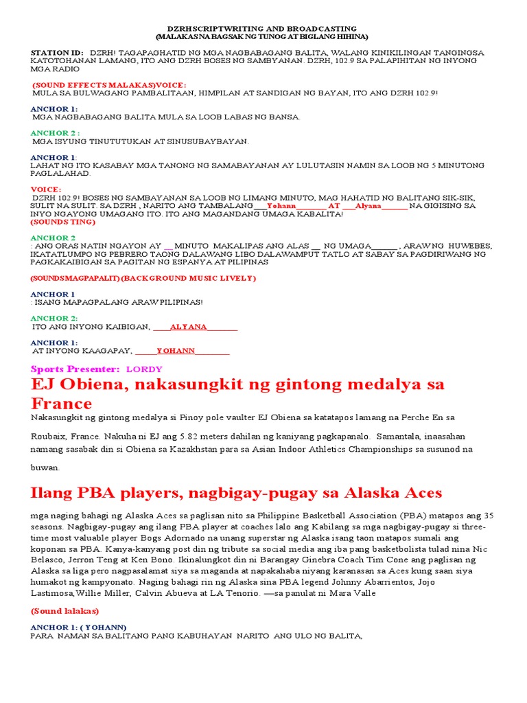 Broadcasting Script | PDF