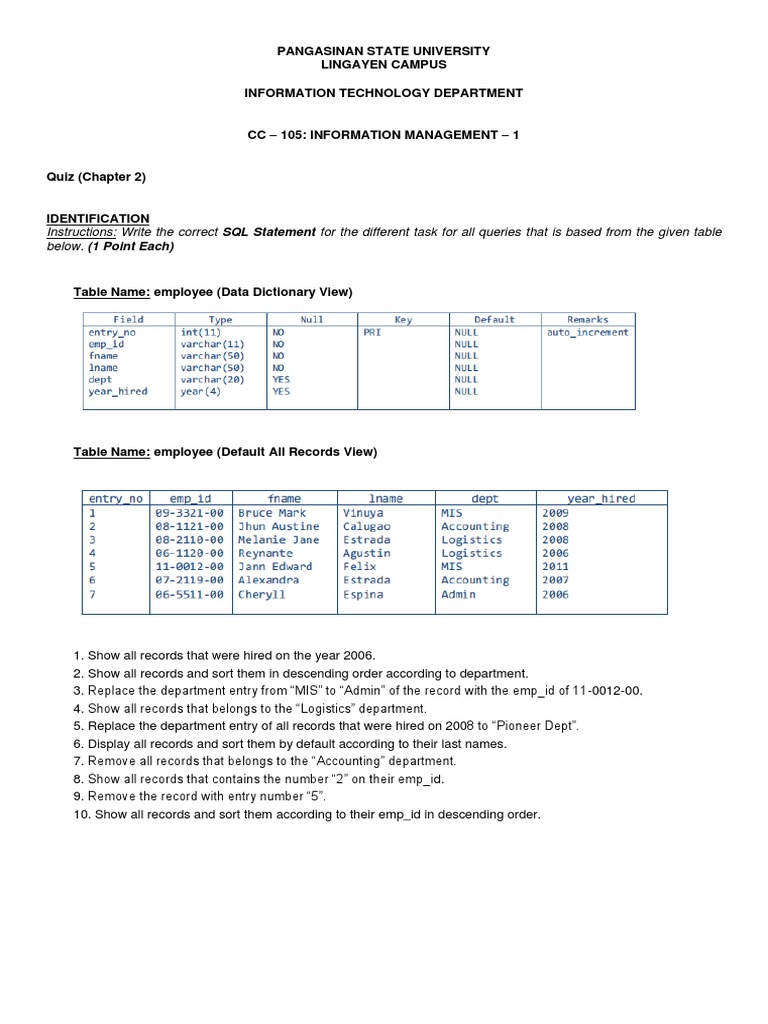 Chapter 2 Quiz | PDF
