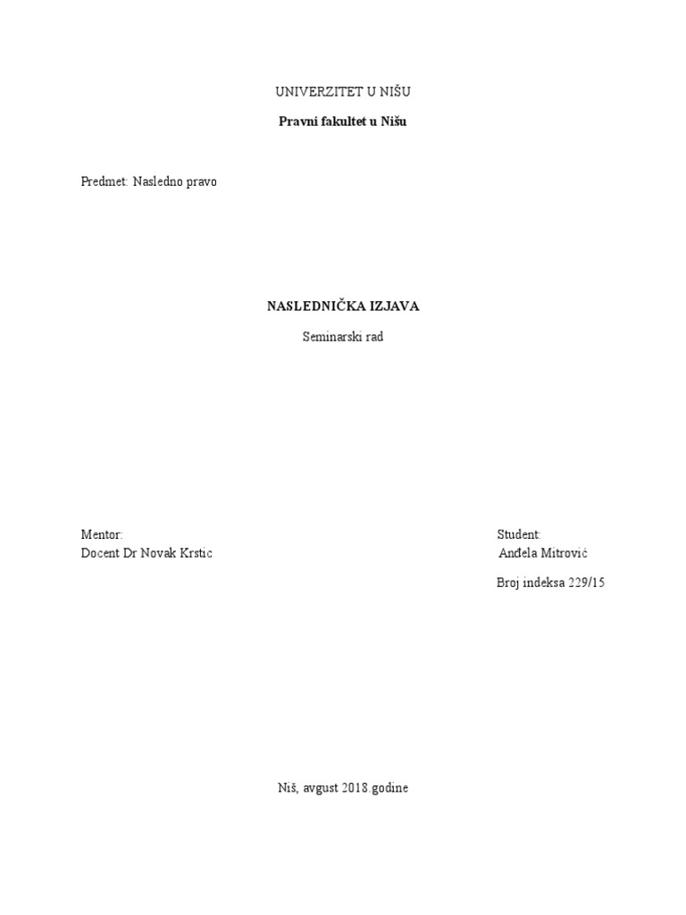 Naslednička Izjava | PDF