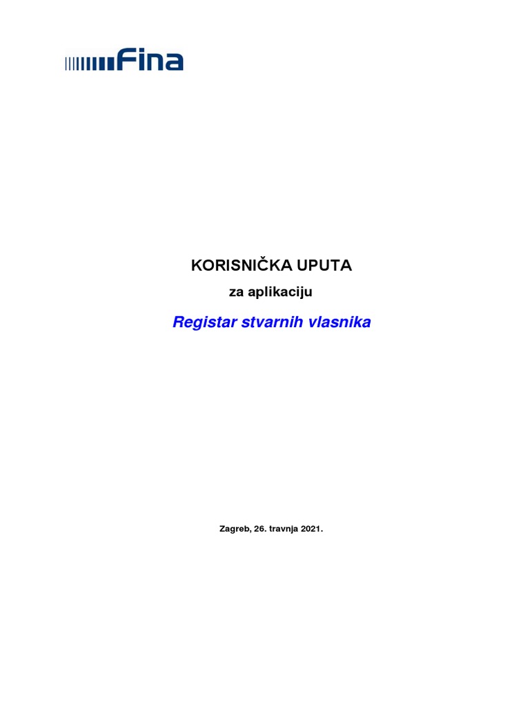 Korisnicka Uputa Za Aplikaciju Registar Stvarnih Vlasnika | PDF