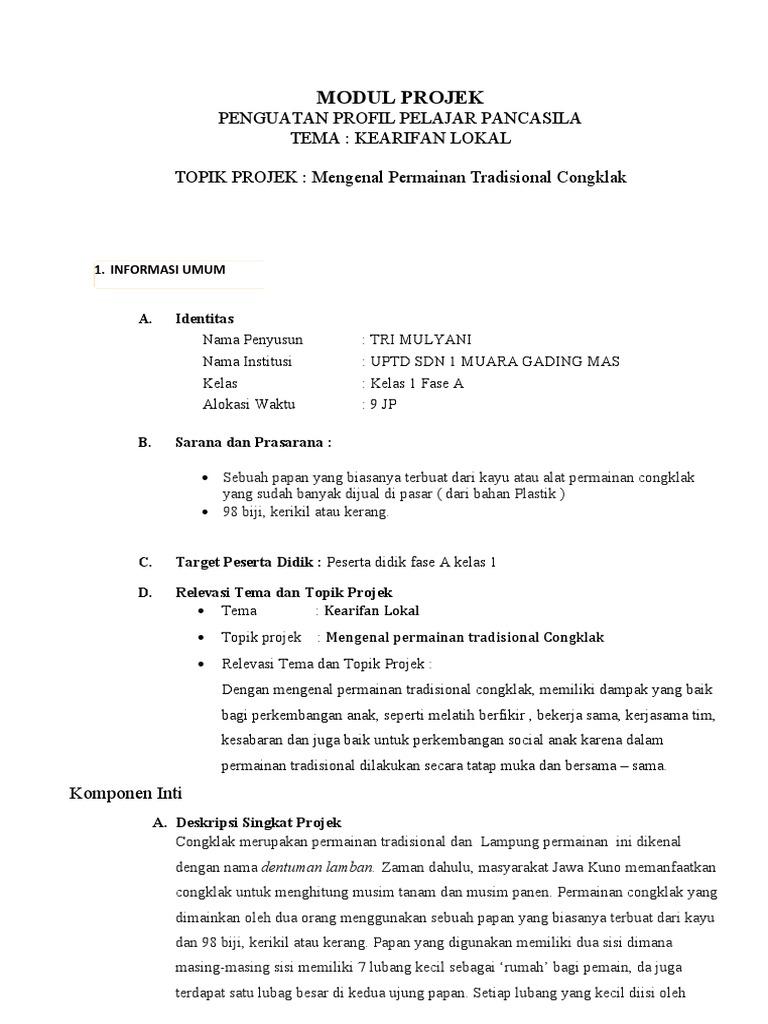 Contoh Modul Proyek Belajar TRI MULYANI | PDF