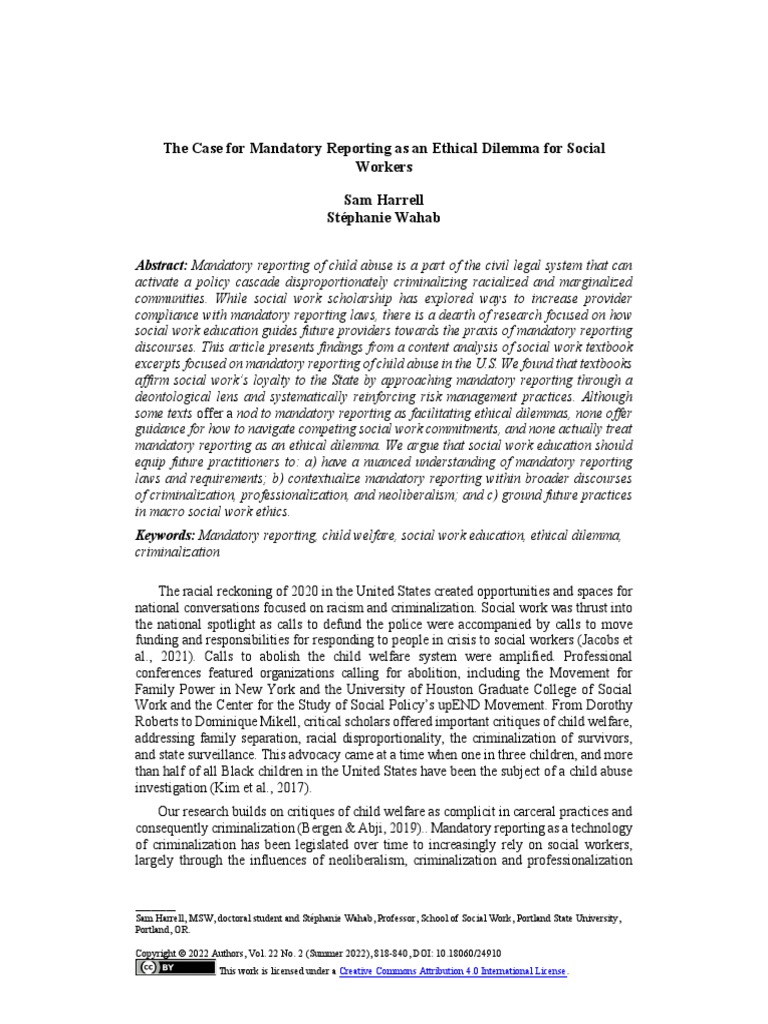 28 Harrell and Wahab 24910 Case For Mandatory Reporting | PDF | Child ...