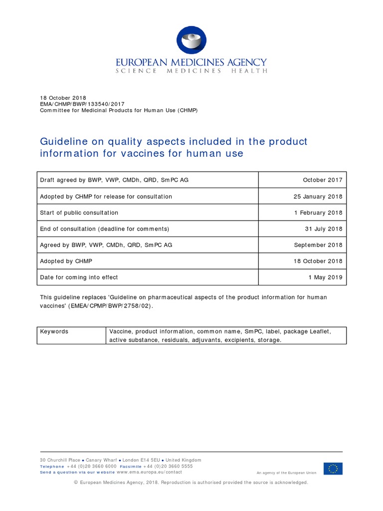 Vaccine Product Information Guidelines | PDF | Vaccines | Shelf Life