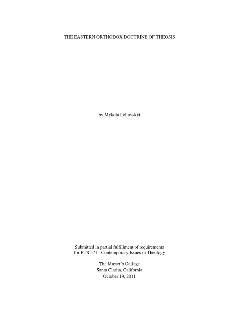 The Eastern Orthodox Doctrine of Theosis | PDF