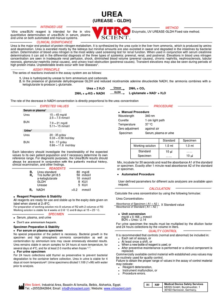 (Urease - GLDH) : Intended Use Method | PDF | Urea | Kidney