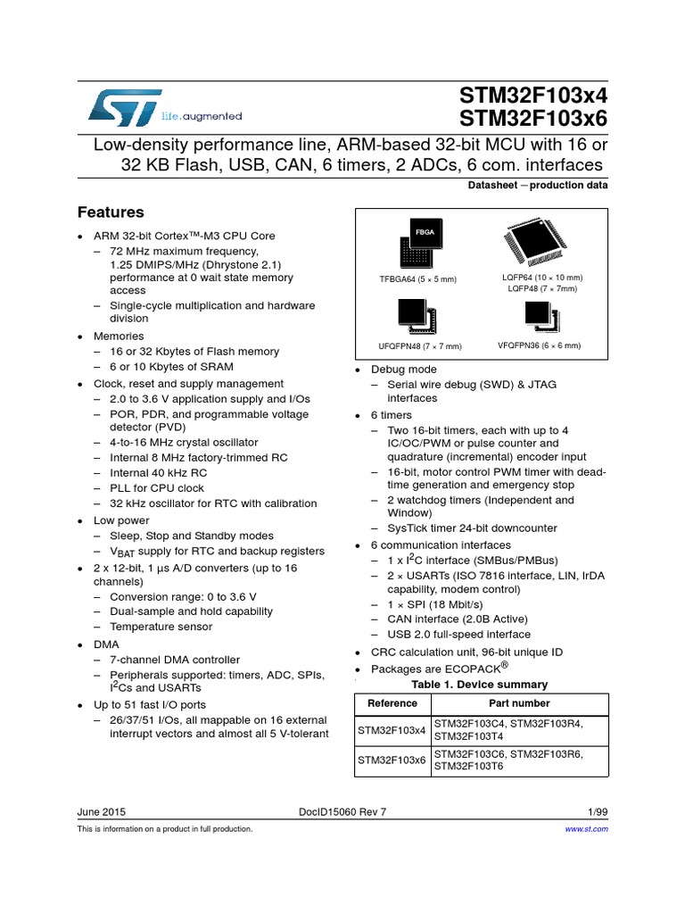 Low-Density Performance Line STM32F103Cx | PDF | Microcontroller | Electrical Engineering