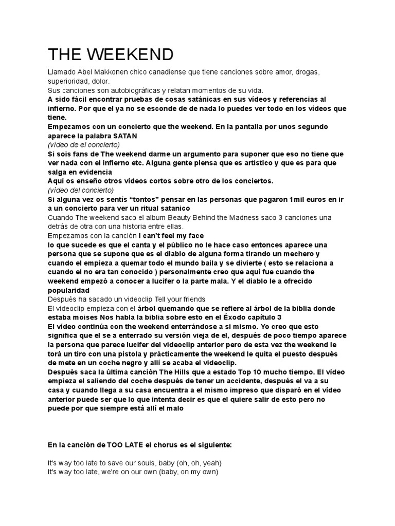 The Weekend y Billie Elish Verdadera Historia | PDF | Satán