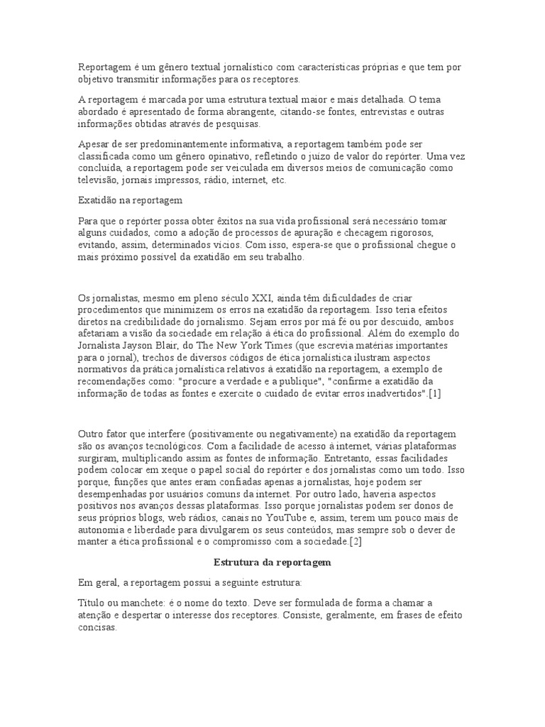 Manuel - Reportagem | PDF | Jornalismo | Comunicação