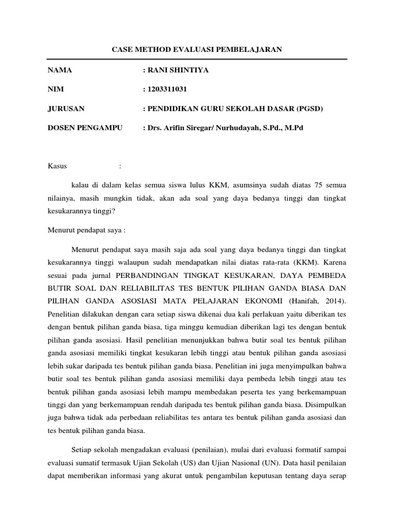 Case Method Evaluasi Pembelajaran | PDF