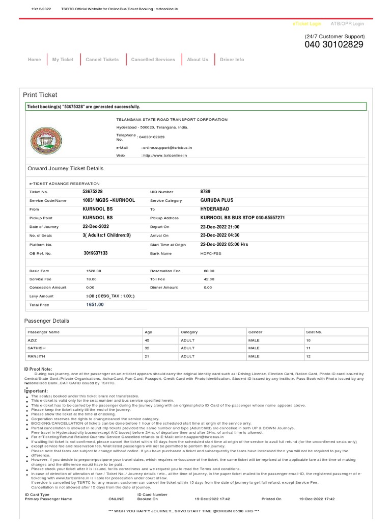 Apsrtc 3 (1) - 1 | PDF | Ticket (Admission) | Identity Document