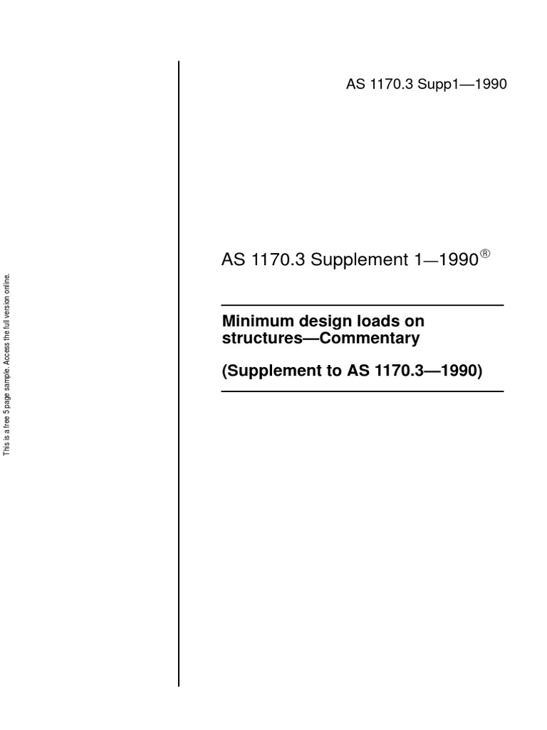 AS 1170.3 Supplement 1 1990: Minimum Design Loads On Structures ...