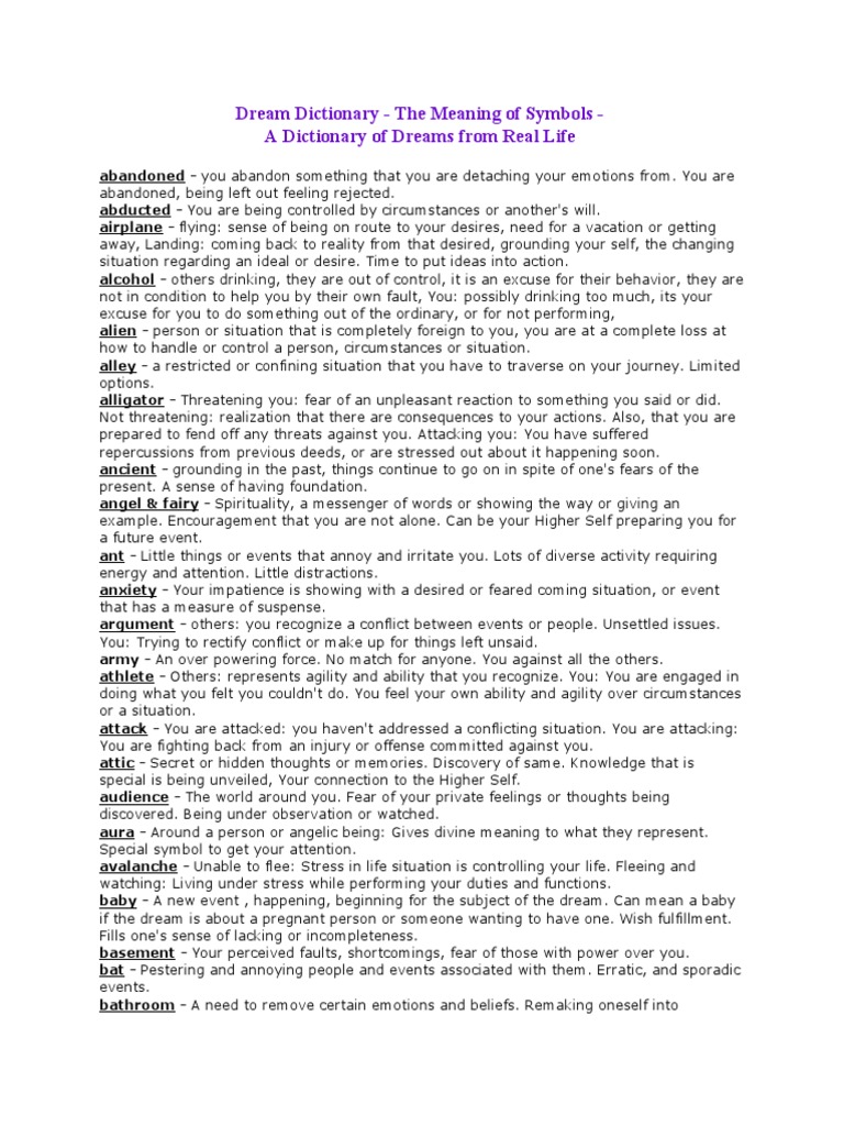 Dream Dictionary | PDF | Feeling | Dream