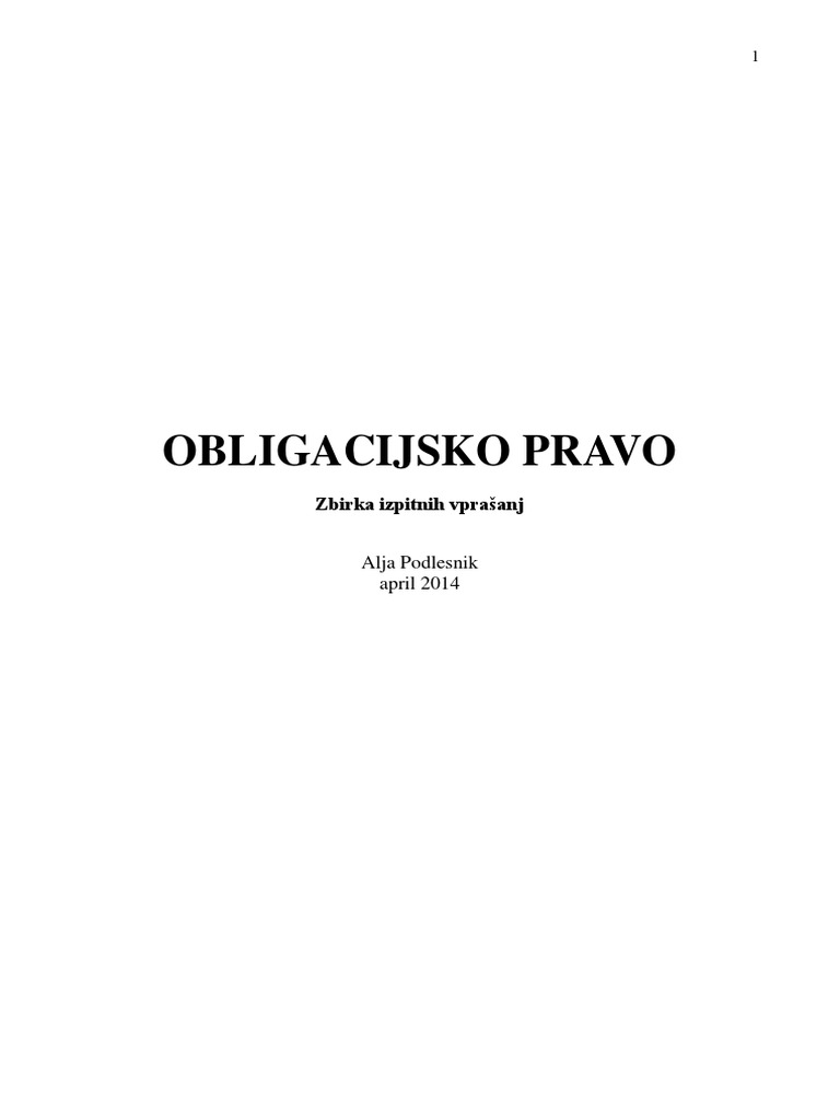 OBLIGACIJSKO - izpitna vprašanja | PDF
