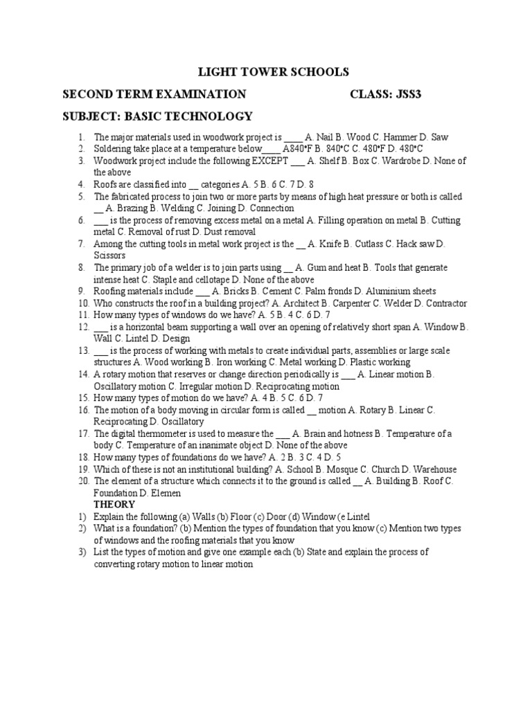 Basic Tech Jss3 | PDF | Metalworking | Welding