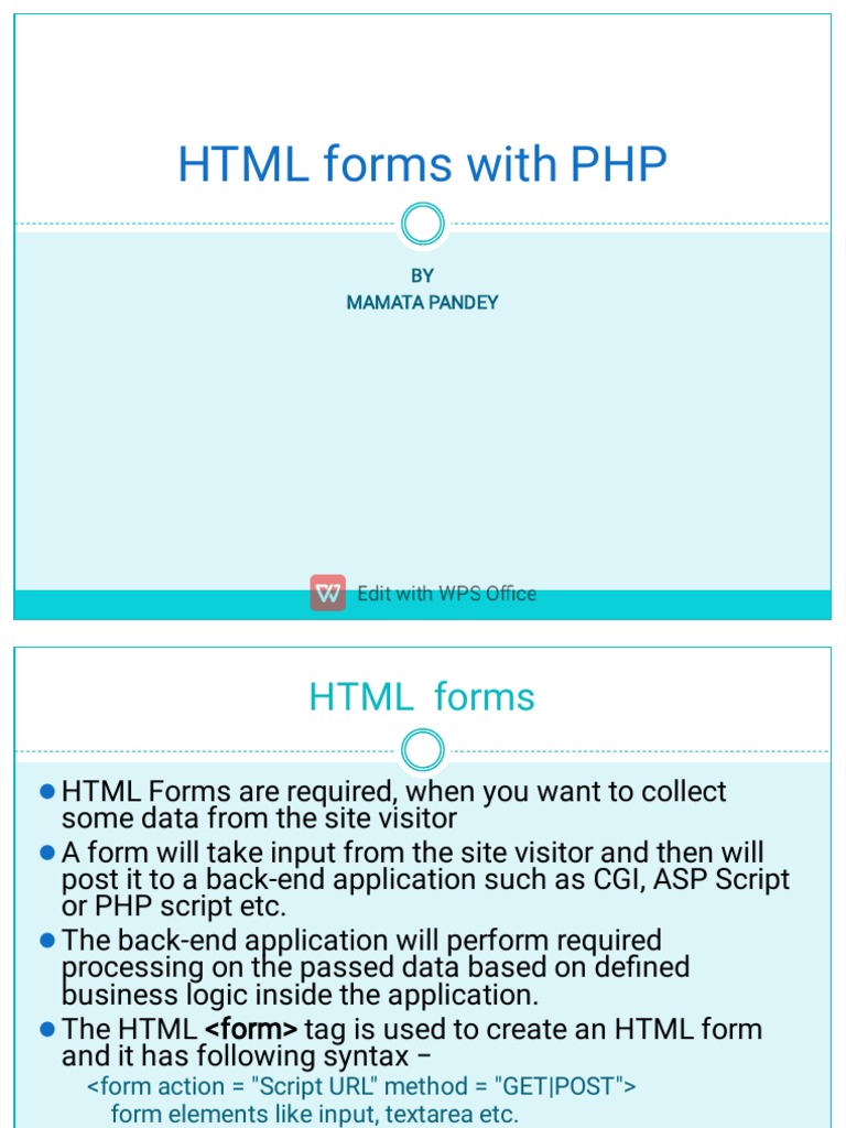 HTML Forms With PHP | PDF | Hypertext Transfer Protocol | Networking HTML Forms With PHP | PDF | Hypertext Transfer Protocol | Networking