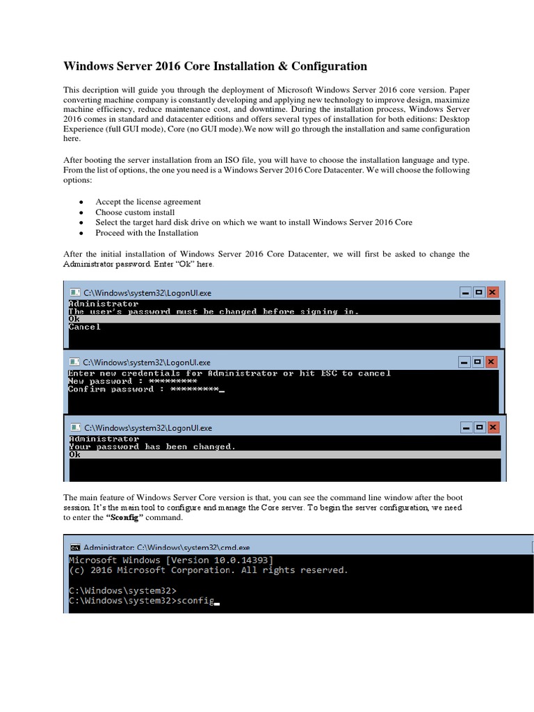 Windows Server 2016 Core Installation | PDF | Ip Address | Remote ...