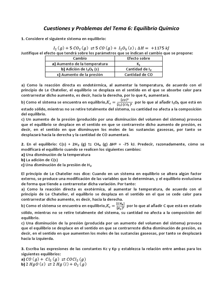 Equilibrio KC KP y Ks | PDF | Equilibrio químico | Solubilidad