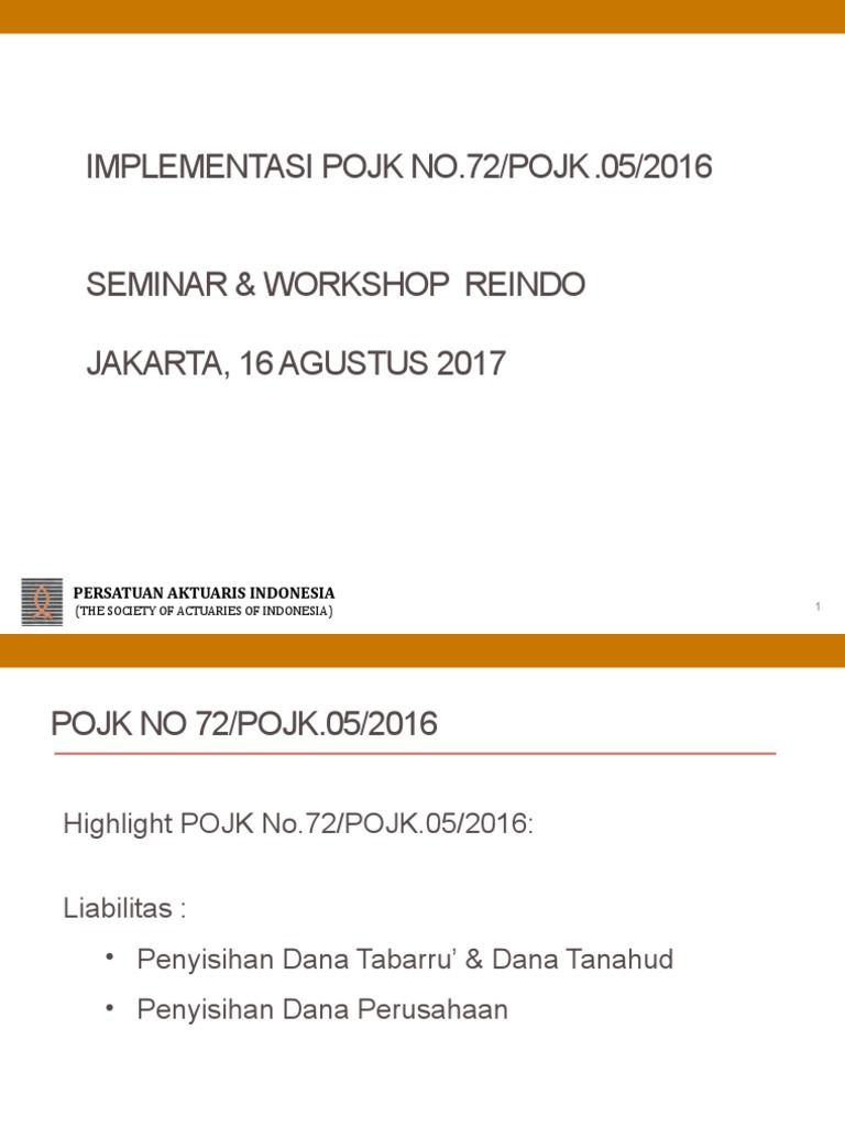 Implementasi Pojk No.72/pojk .05/2016 | PDF