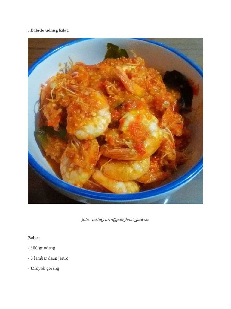 Udang Balado Khas RM - Sunda | PDF