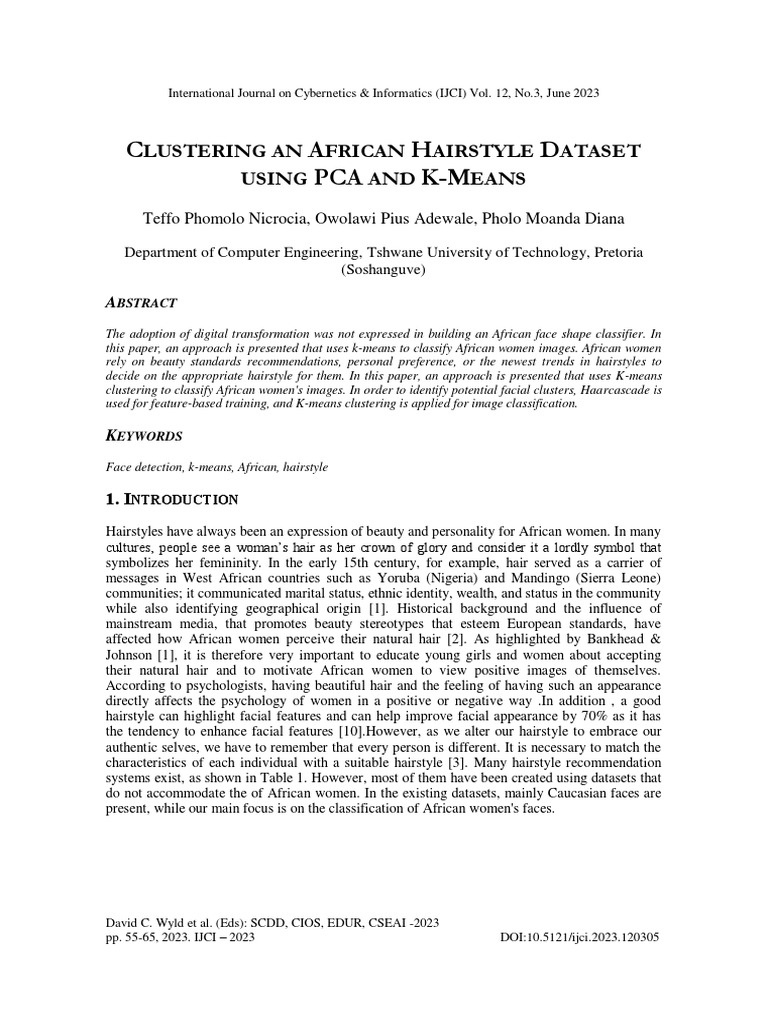 Clustering An African Hairstyle Dataset Using Pca and K-Means | PDF | Cluster Analysis ...