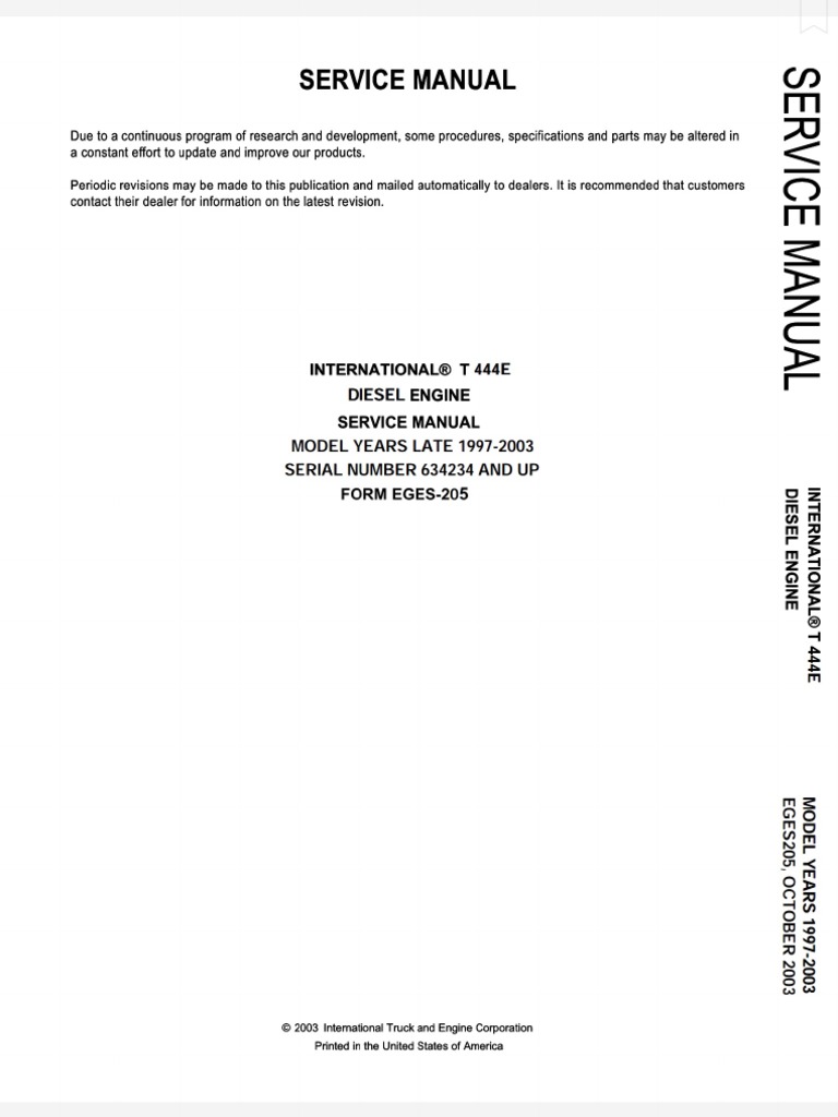 International T444E Repair Manual | PDF
