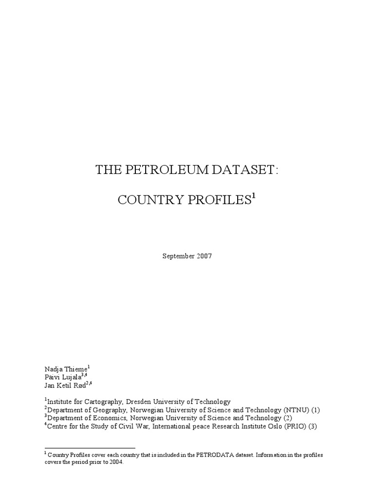 Petroleum Dataset Country Profiles | PDF | Petroleum | Natural Gas