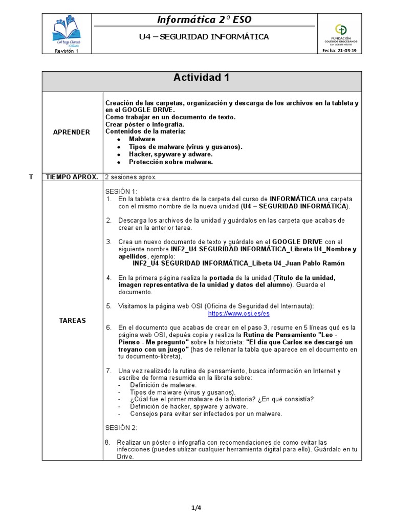 INF2 - U4 - SEGURIDAD INFORMÁTICA - Ficha Del Alumno | PDF | Software ...