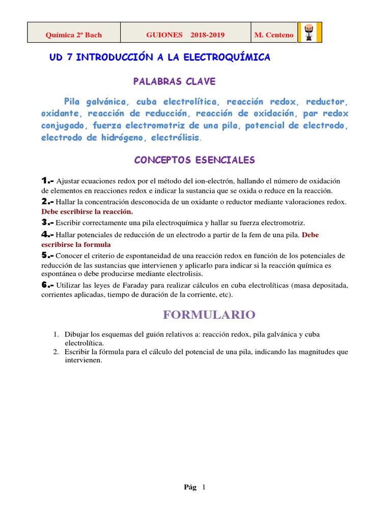 Reacciones Redox En Química 2º Bachillerato Pdf Redox ánodo