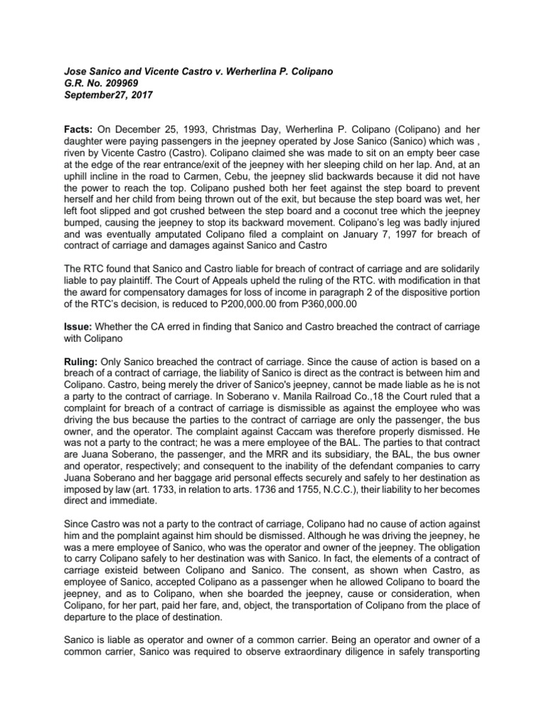 Transpo Case Digest | PDF | Negligence | Legal Liability