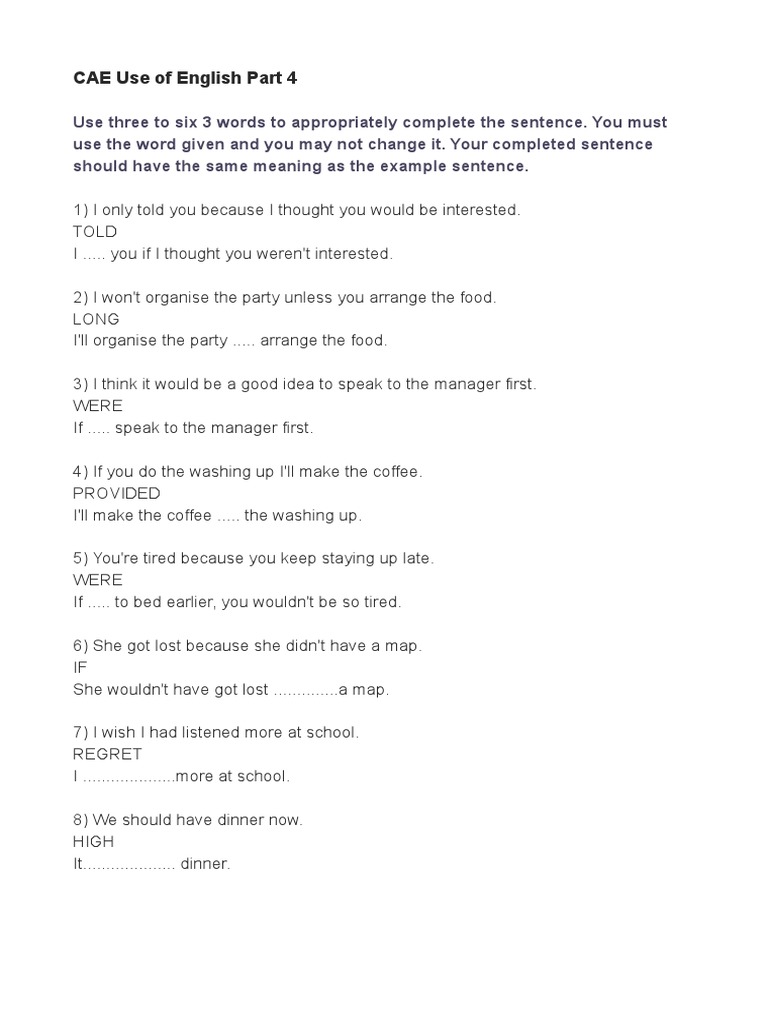CAE Use of English Part 4 and Some Grammar Structures | PDF | Grammar | Linguistics
