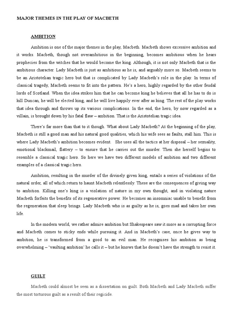 Major Themes in Macbeth | PDF