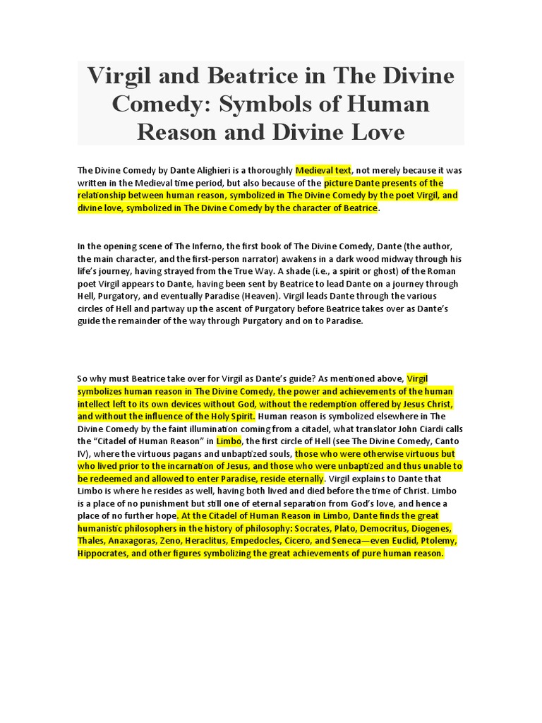 Virgil and Beatrice in The Divine Comedy | PDF | Divine Comedy ...