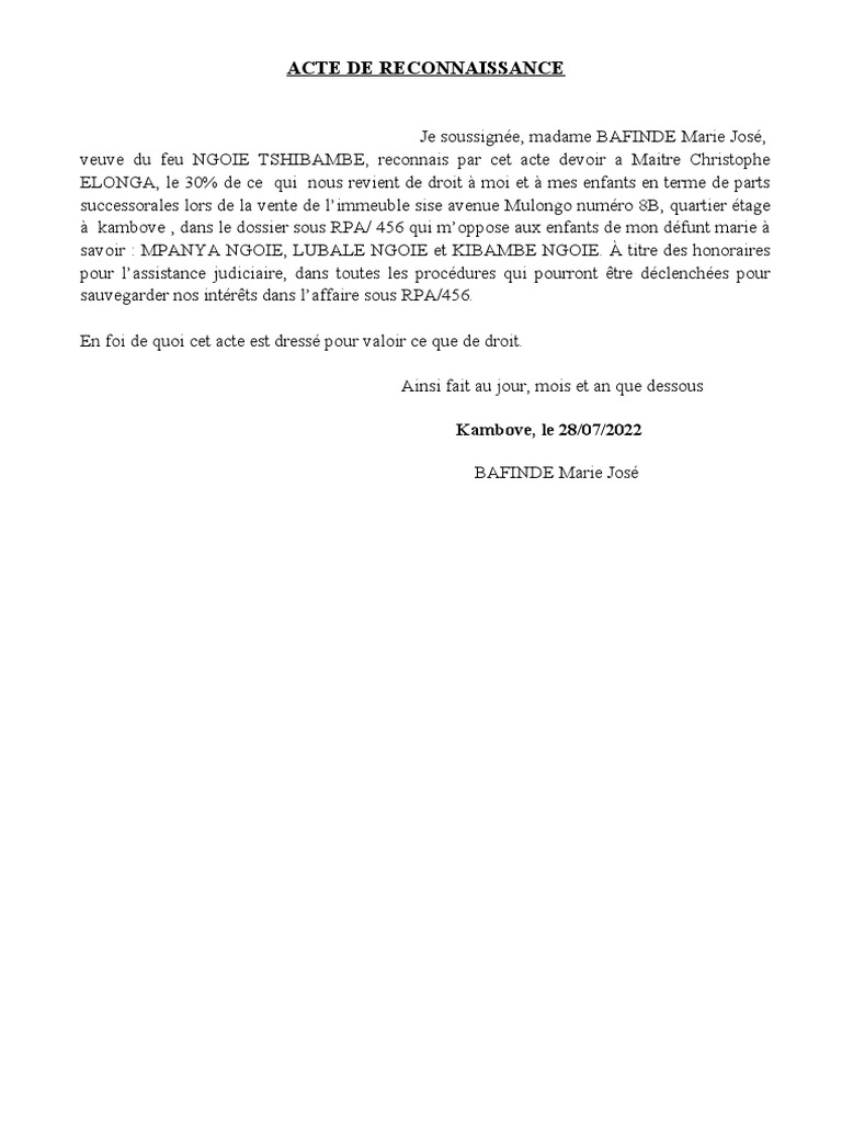 Acte de Reconnaissance | PDF