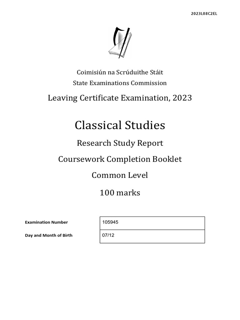 Classical Studies - 2023 Coursework Completion Booklet | Download Free ...