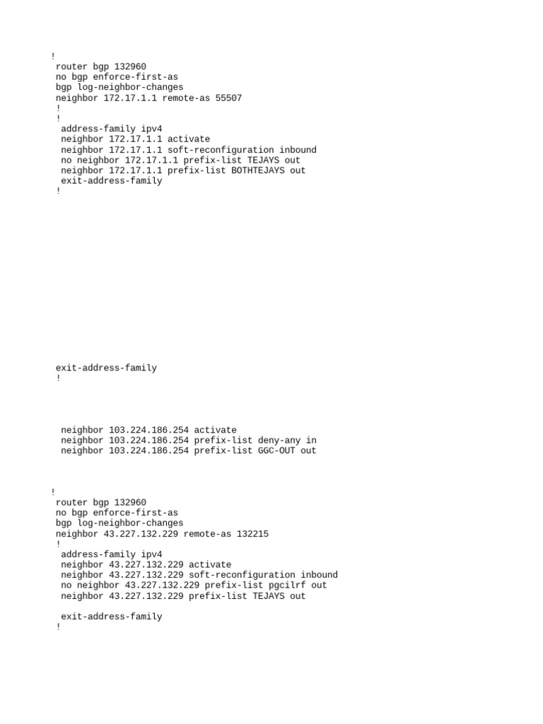 BGP Configuration Guide | PDF | Telecommunications | Computer Engineering