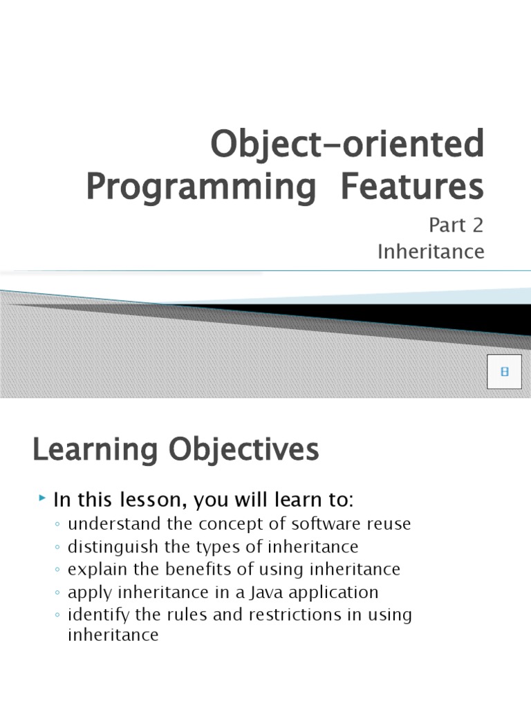 Oop Concepts Part 2 Inheritance Pdf Inheritance Object Oriented Programming Class 