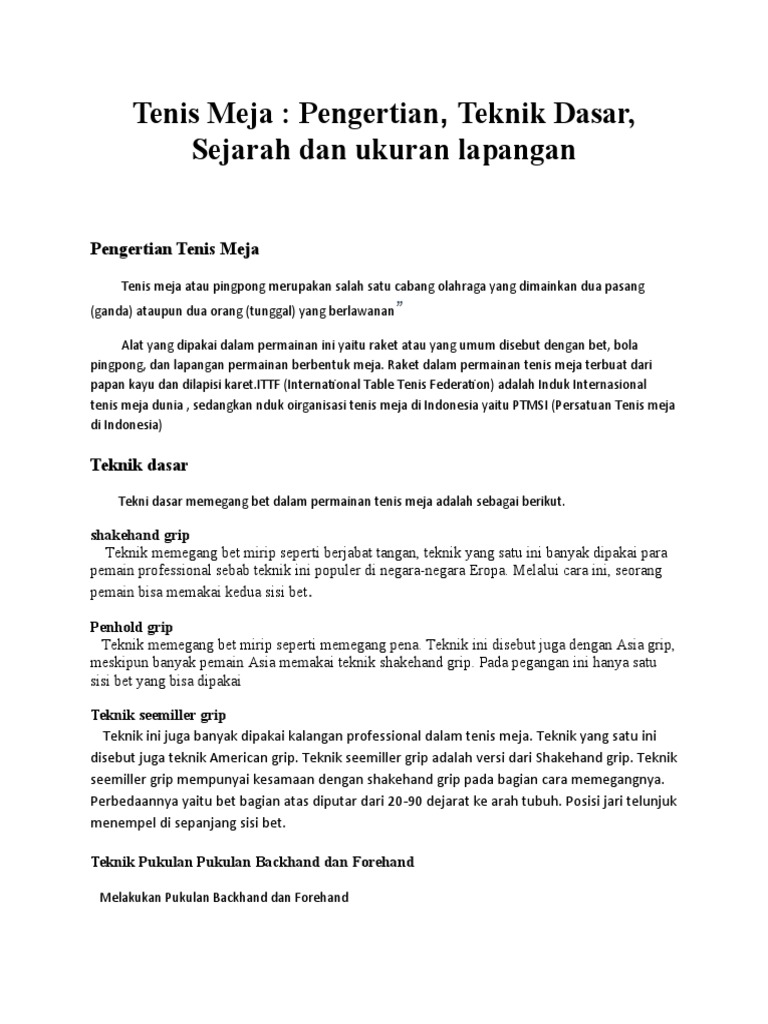 Tenis Meja | PDF