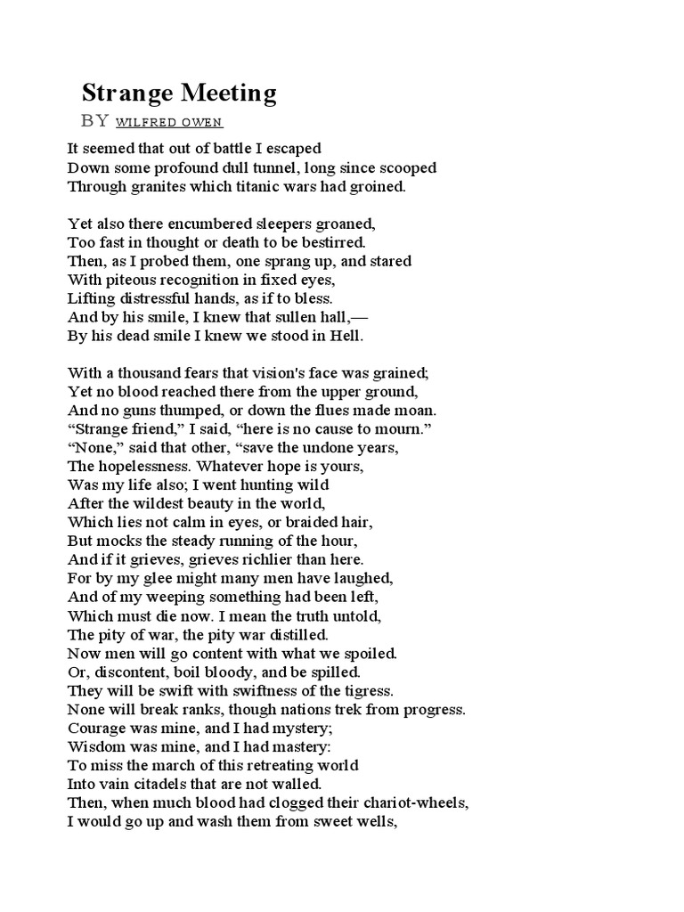 Strange Meeting by Wilfred Owen | PDF