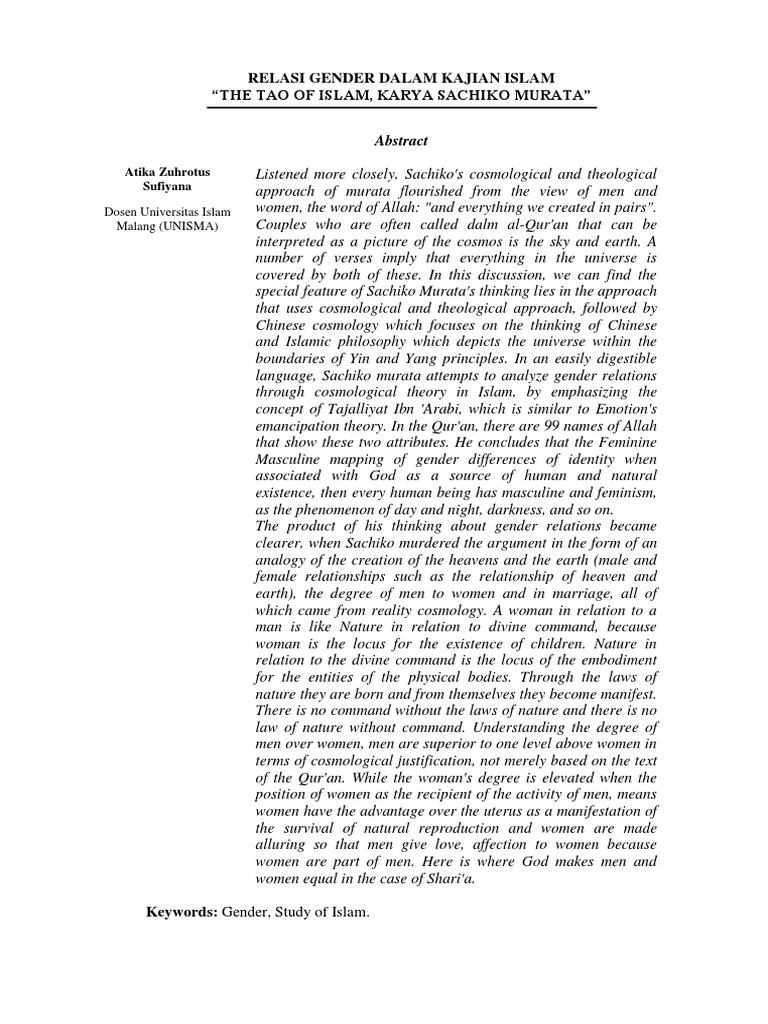 Relasi Gender Dalam Kajian Islam The Tao B52fa304 | PDF | Abrahamic ... Relasi Gender Dalam Kajian Islam The Tao B52fa304 | PDF | Abrahamic ...